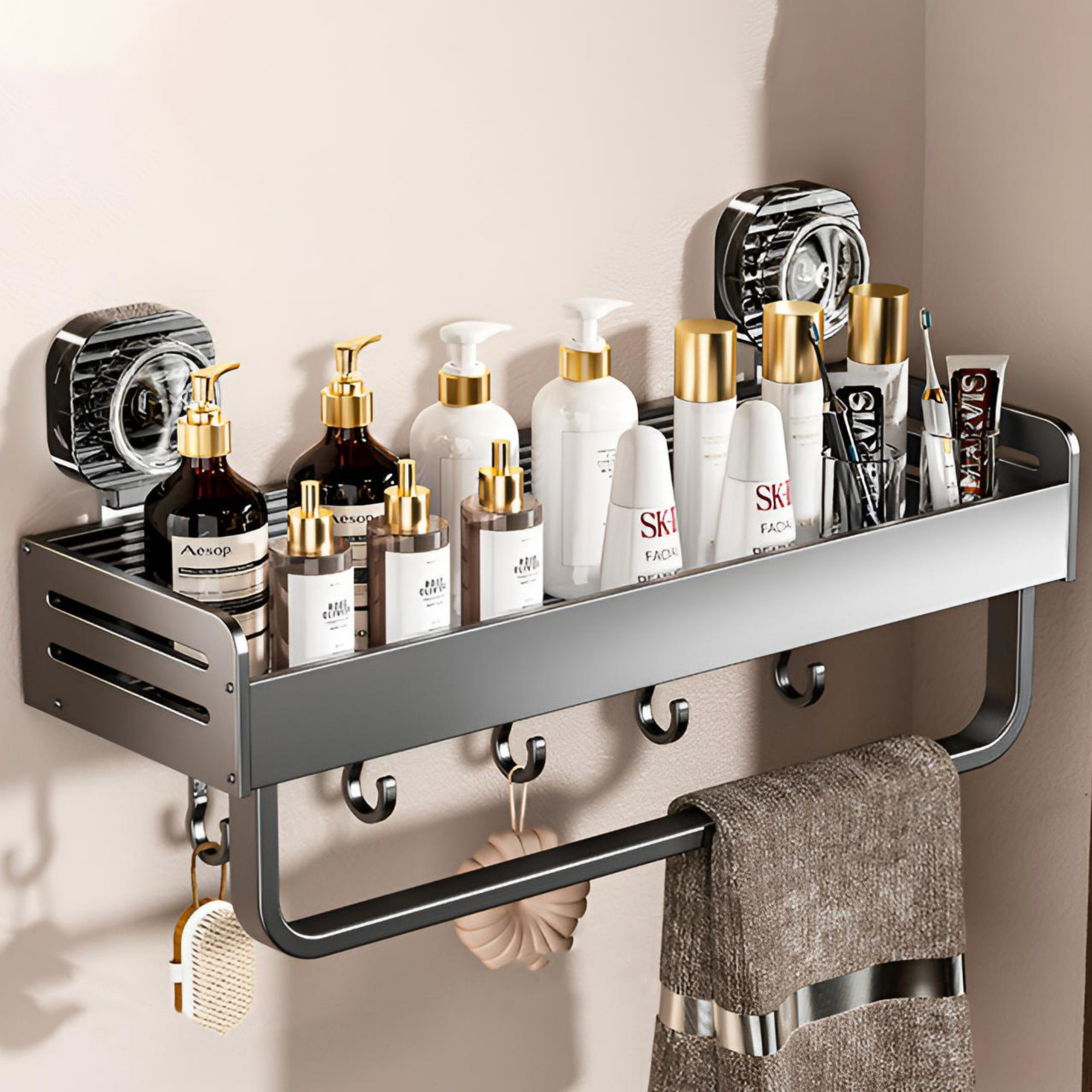 Latitude Run® Bathroom Storage Rack, Wall Mounted Storage Rack ...