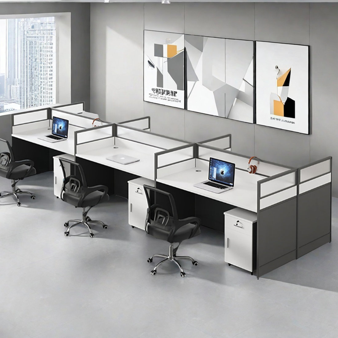 HomeZenLiving Modern Simple Partition Wooden Partition Desk | Wayfair