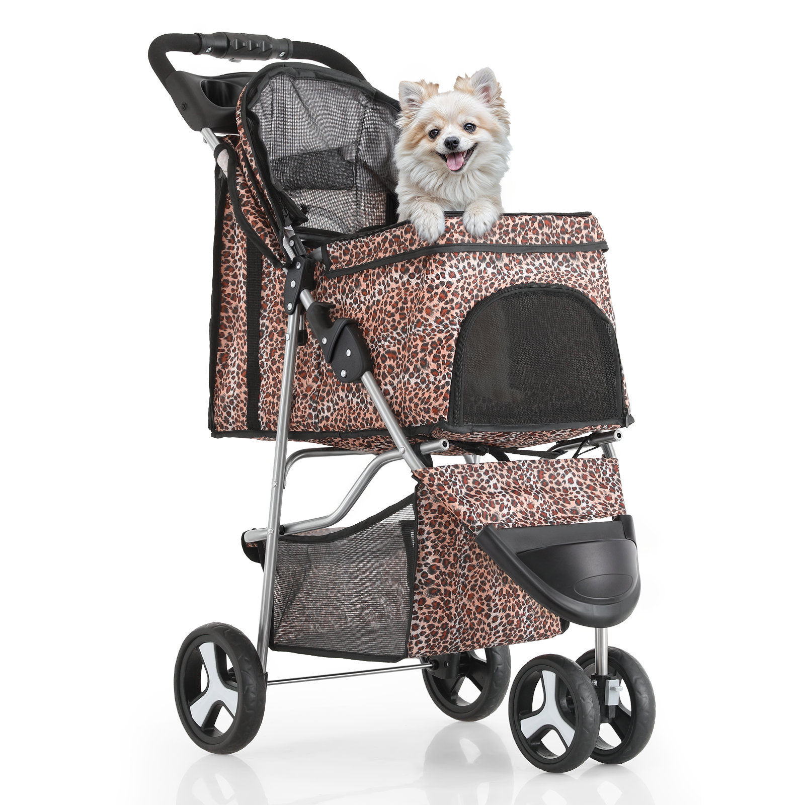 Magshion Foldable Pet Dog and Cat Stroller with Adjustable Canopy ...