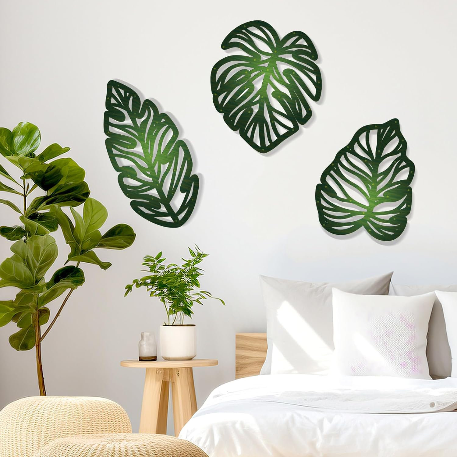 Bayou Breeze 3 Pcs Wooden Palm Leaves Wall Art Tropical Leaf Wall Art ...
