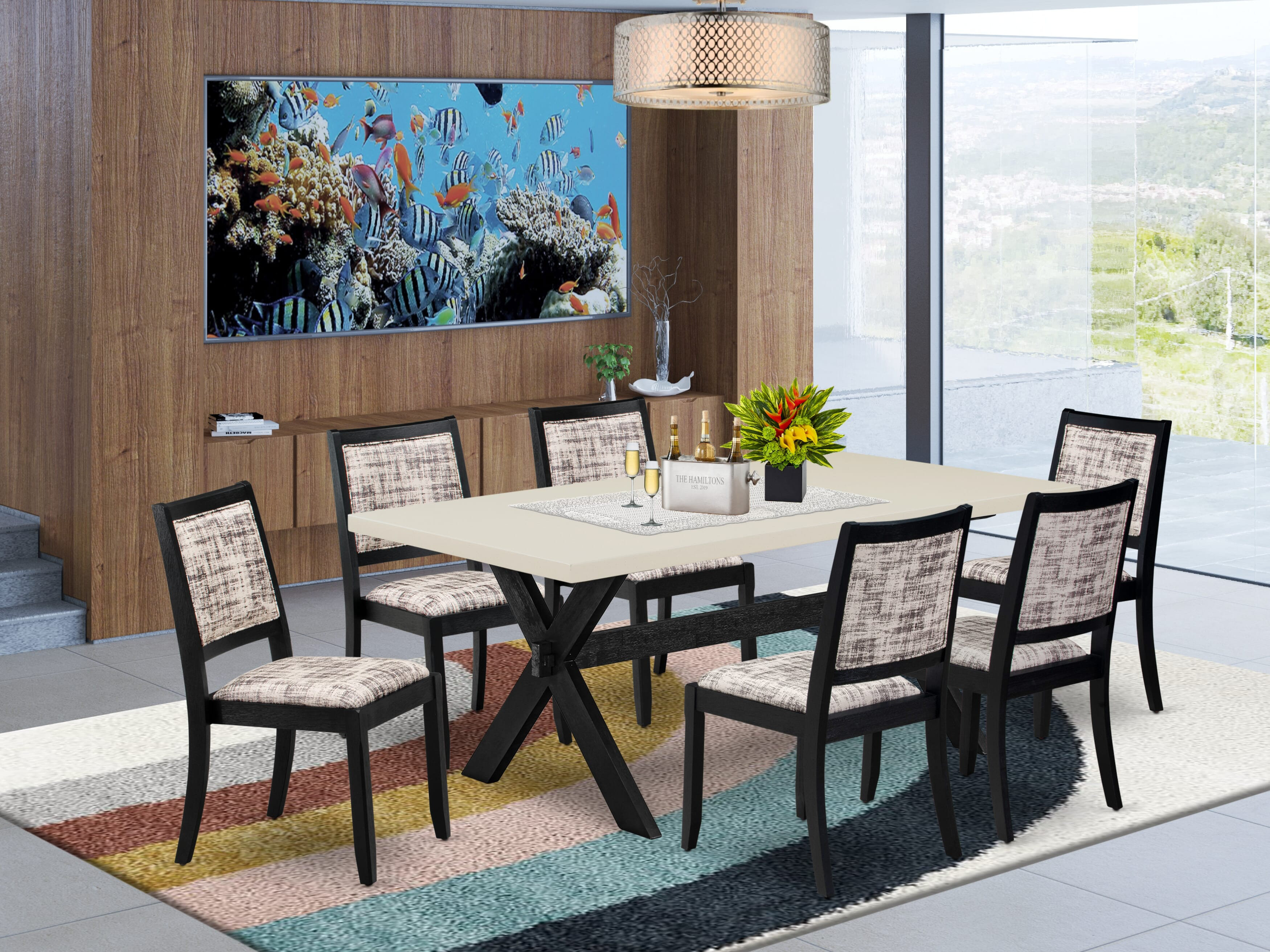 Wildon Home® 7-piece kitchen table set consists of a wooden table with ...