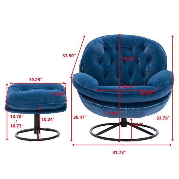 Grovelane Anouk Tufted Back Type Swivel Base Accent Chair with Ottoman ...