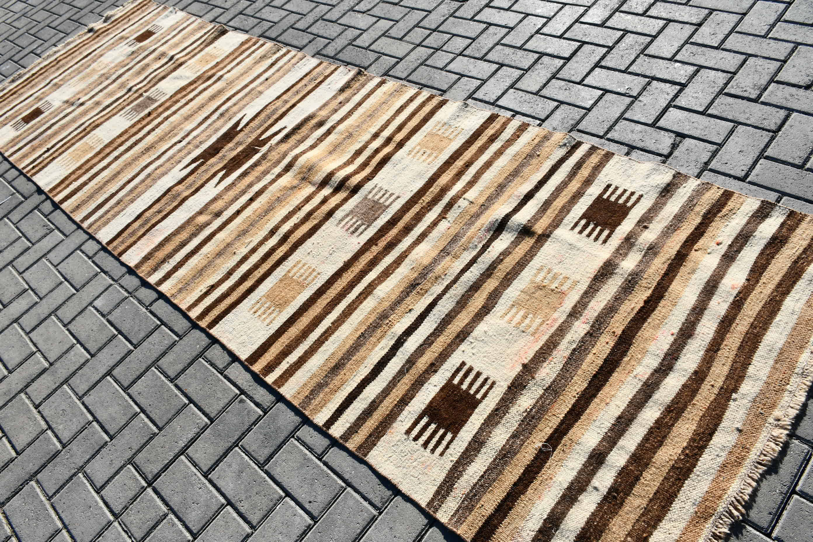 Union Rustic Handmade Turkish Runner Rug With Earthy Tones And Unique ...