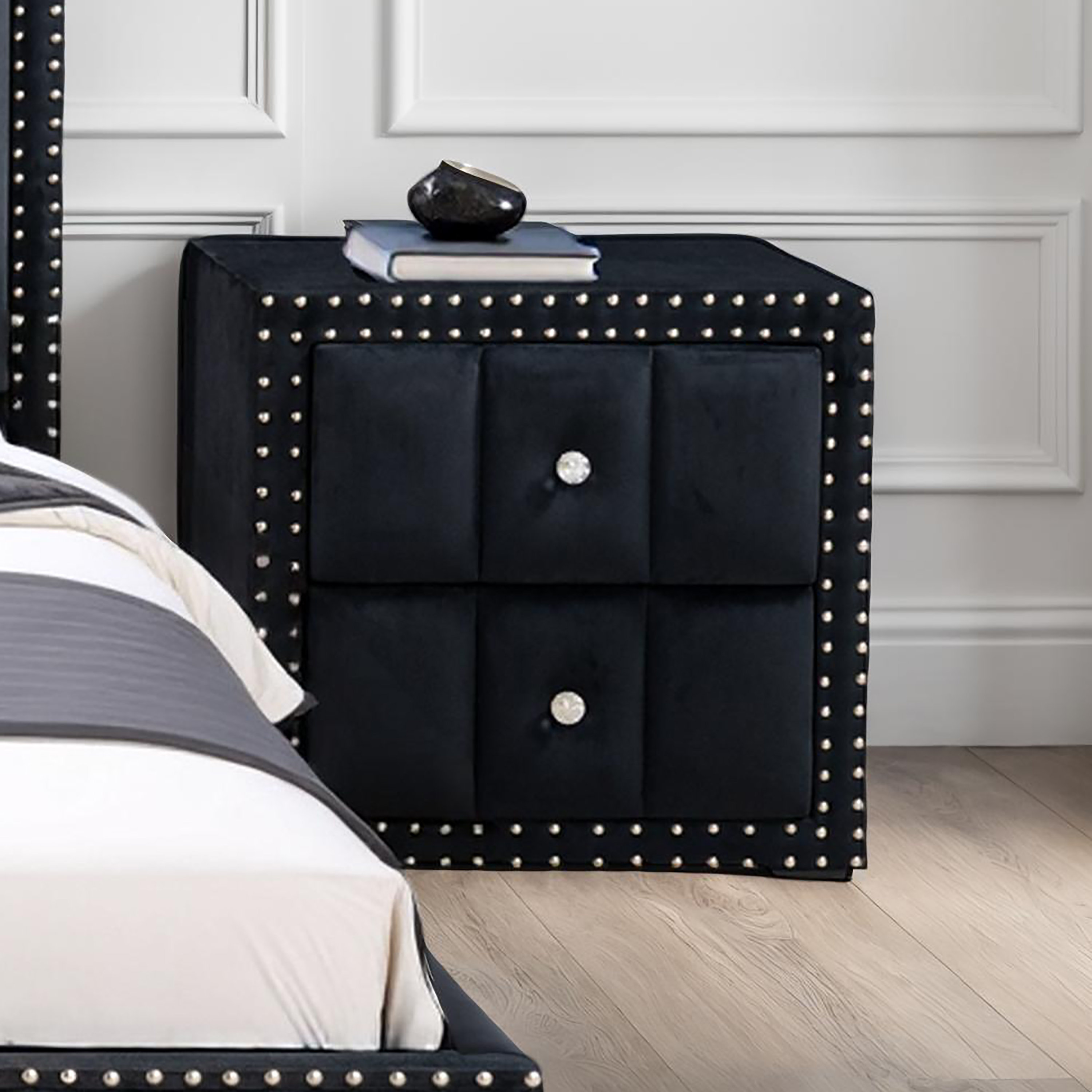 House of Hampton Ozara 2-Drawer Velvet Nightstand - Wayfair Canada