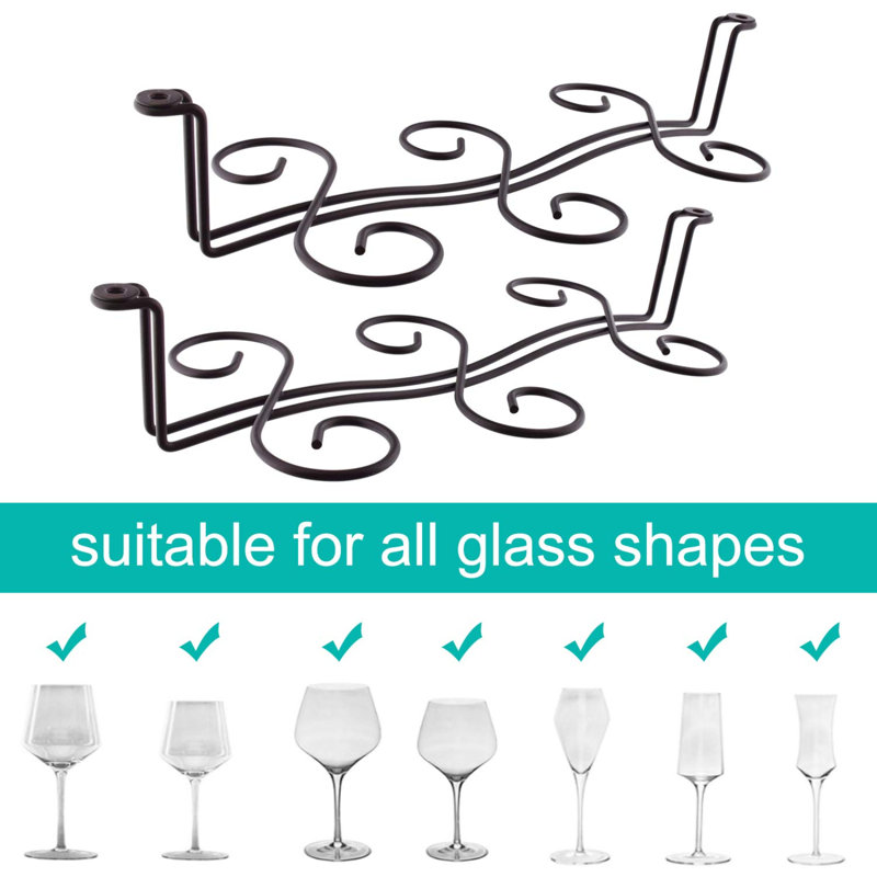 17 Stories 2 Pack Wine Glass Rack Under Cabinet Stemware Rack | Wayfair