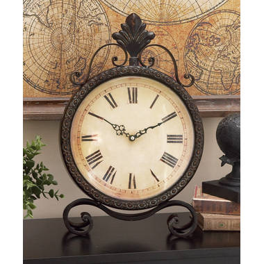 AA Importing Traditional Analog Resin Quartz Tabletop Clock in Antique ...