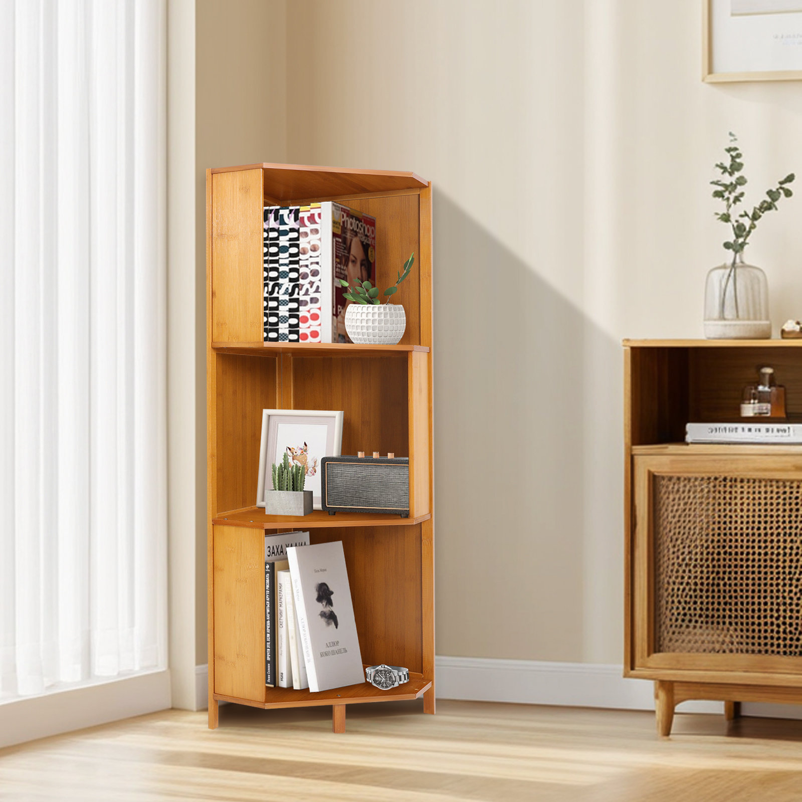 Latitude Run® A-Shaped Display Bookshelf Multifunctional Storage ...