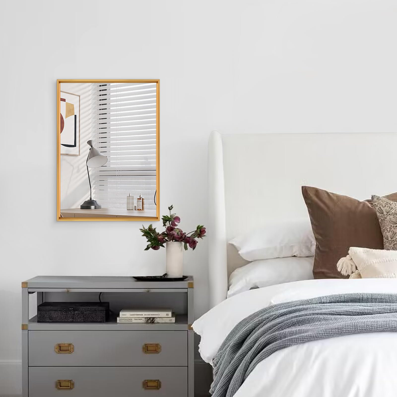 Mercer41 Rectangle Decorative Wall Mirror Large 26"X18" With Metal ...