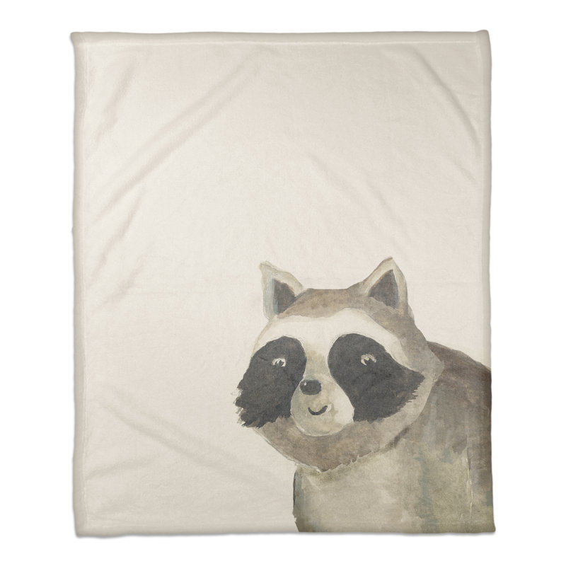 Designs Direct Creative Group Hello Raccoon Throw Blanket | Wayfair