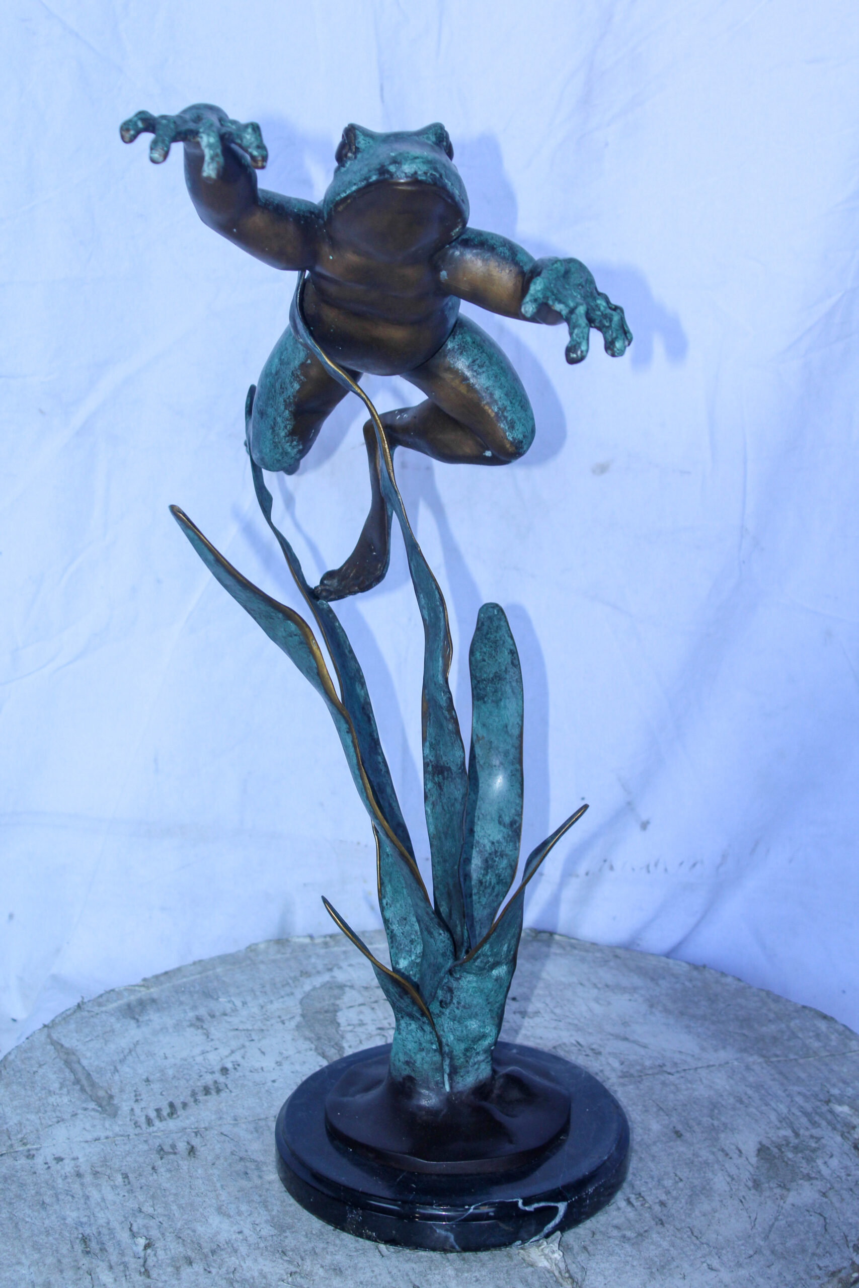 Nifao Collection Frog Leaping Over Grass Bronze Statue 23" x 11" x 24"H ...