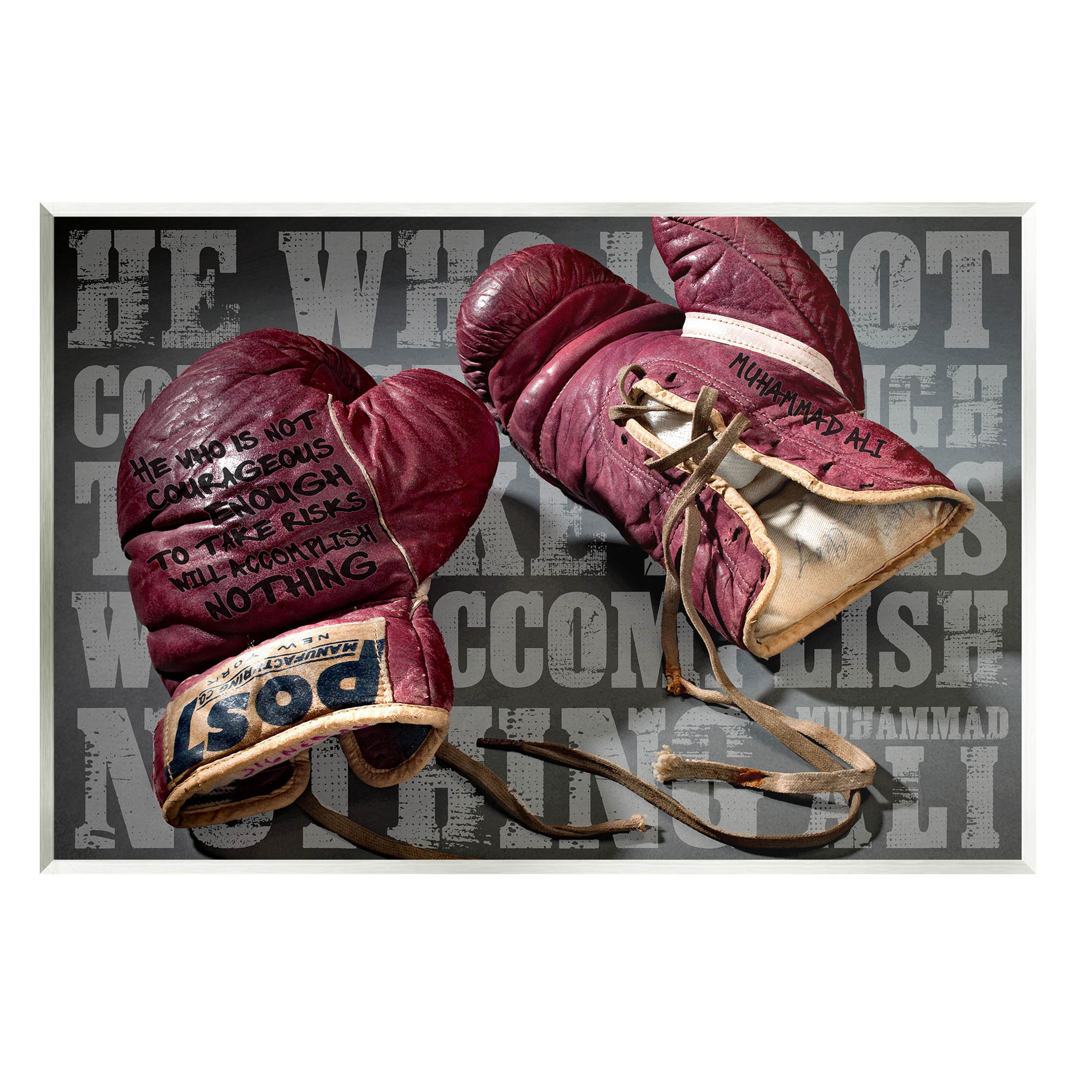Stupell Industries He Who Is Not Courageous Boxing Phrase Giclee Art By ...