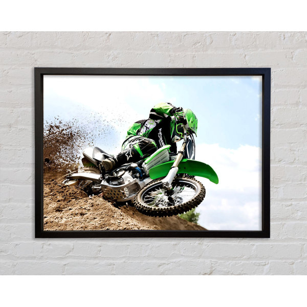 Bright Star Kawasaki Motocross - Single Picture Frame Print on Canvas ...