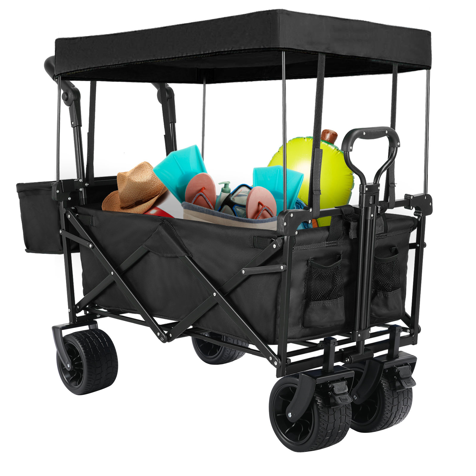 Pirecart Extra Large Collapsible Wagon W/removable Canopy, 250lbs ...