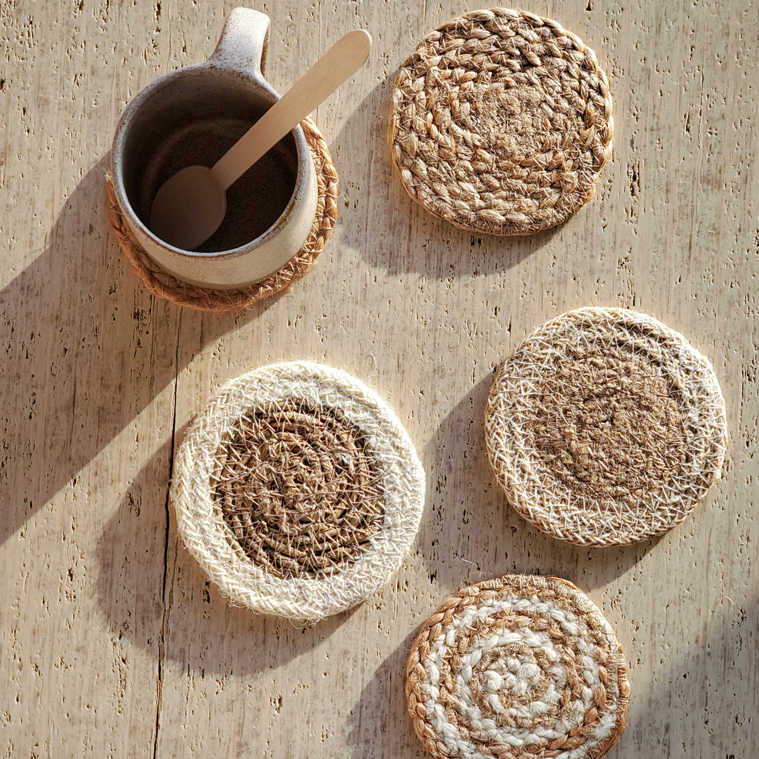 KORISSA Natural Coaster Gift Set With Heart Pouch | Wayfair