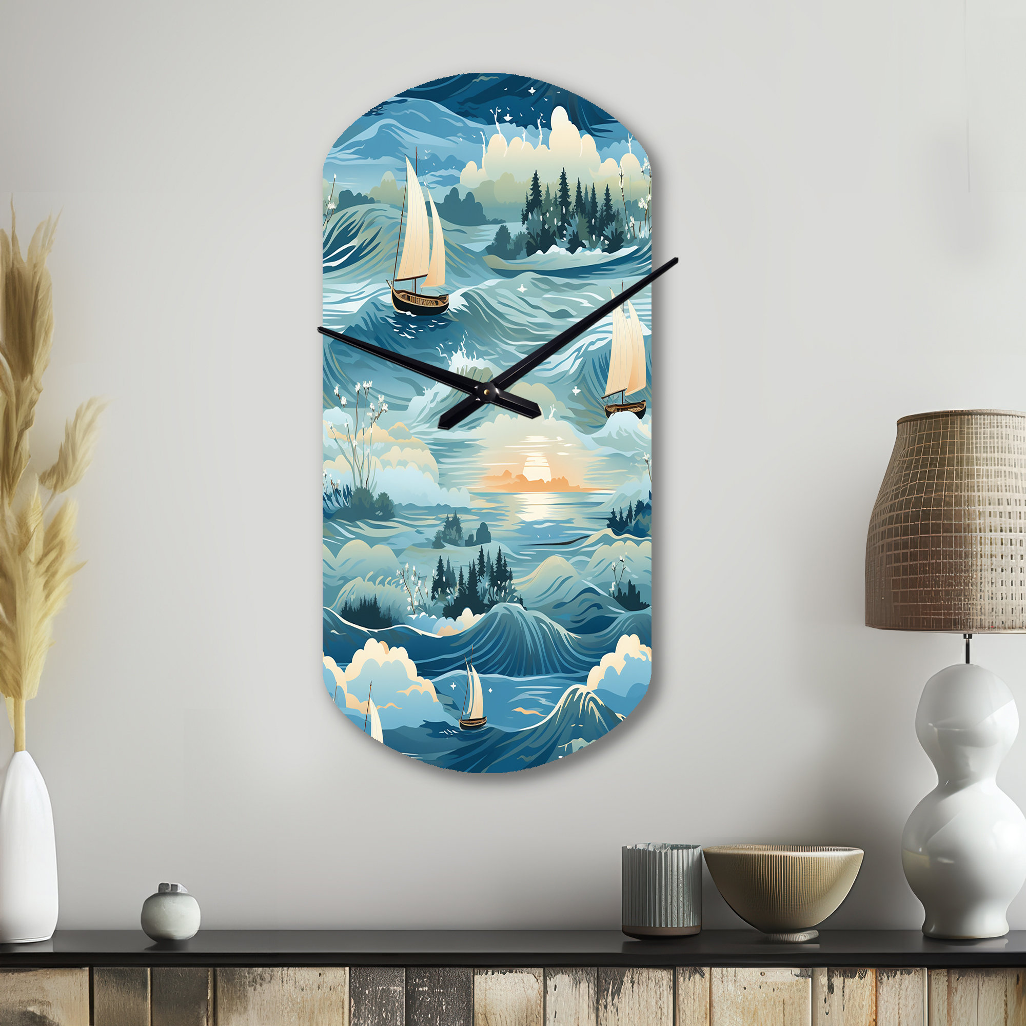 Design Art Coastal Tranquility Seaside Landscape - Coastal Cylinder ...