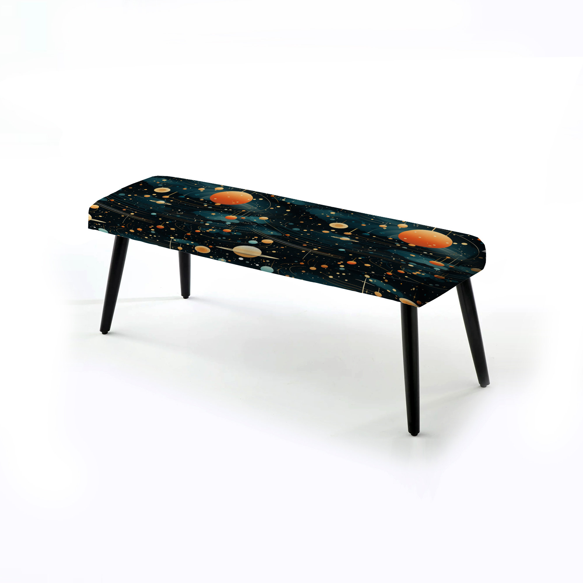 Design Art Orange And Blue Science Fiction Spots - Abstract Upholstered ...