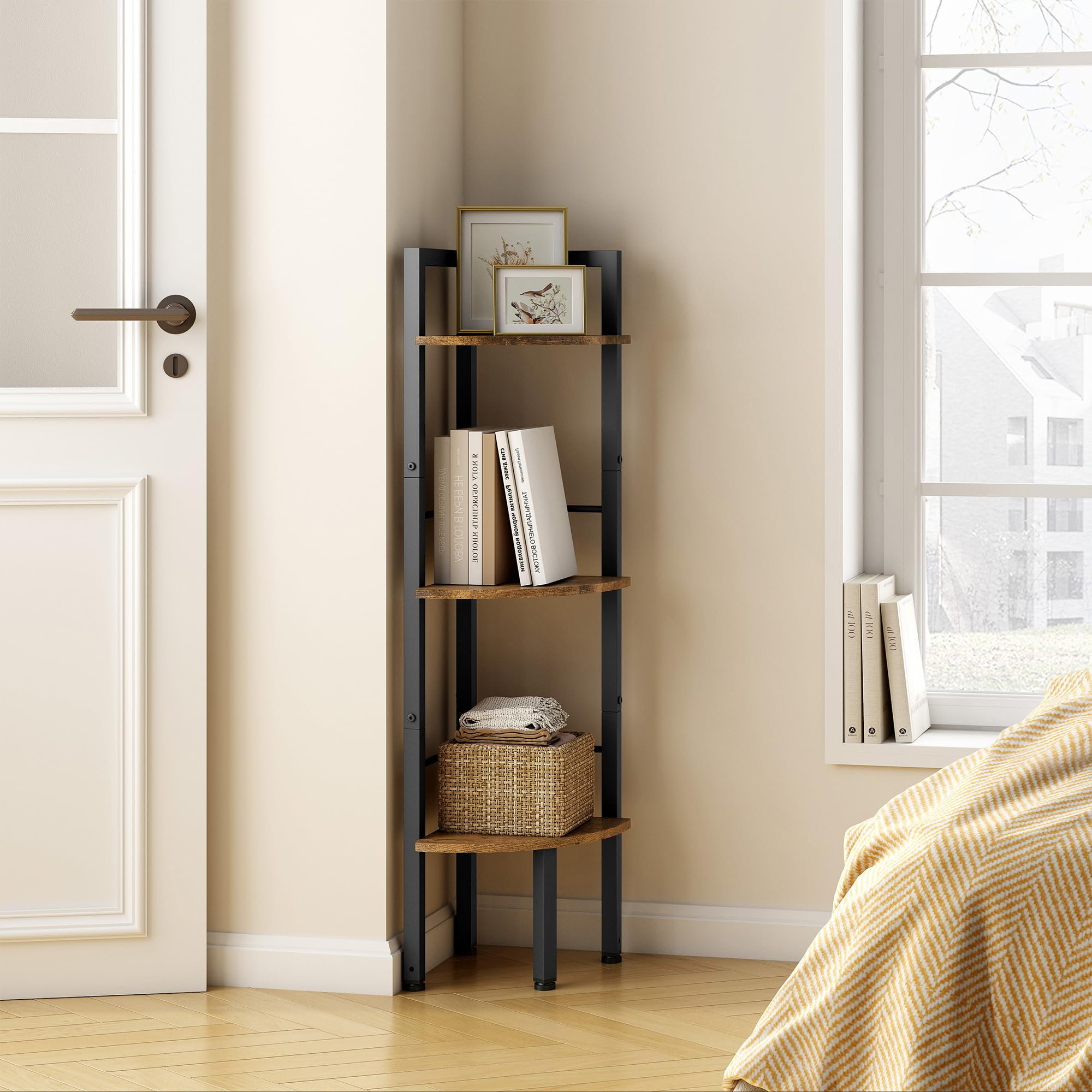 17 Stories Small Corner Shelf Stand 3 Tier 39.6" Industrial Corner ...