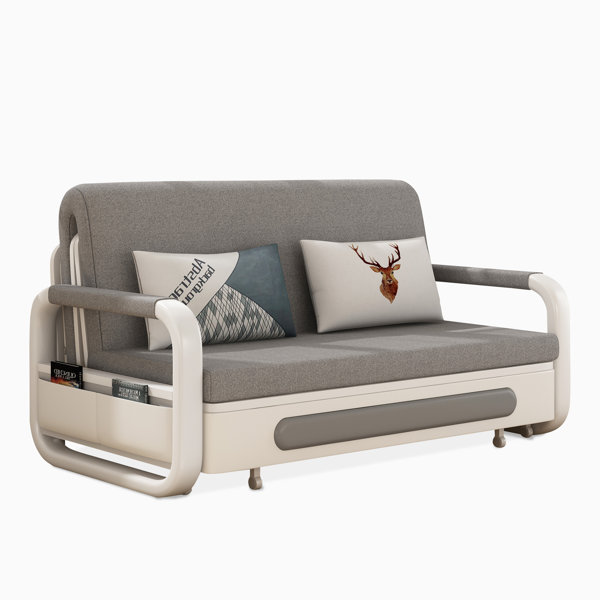 Latitude Run® Nathanjames 50'' gray cotton and linen expandable sofa ...