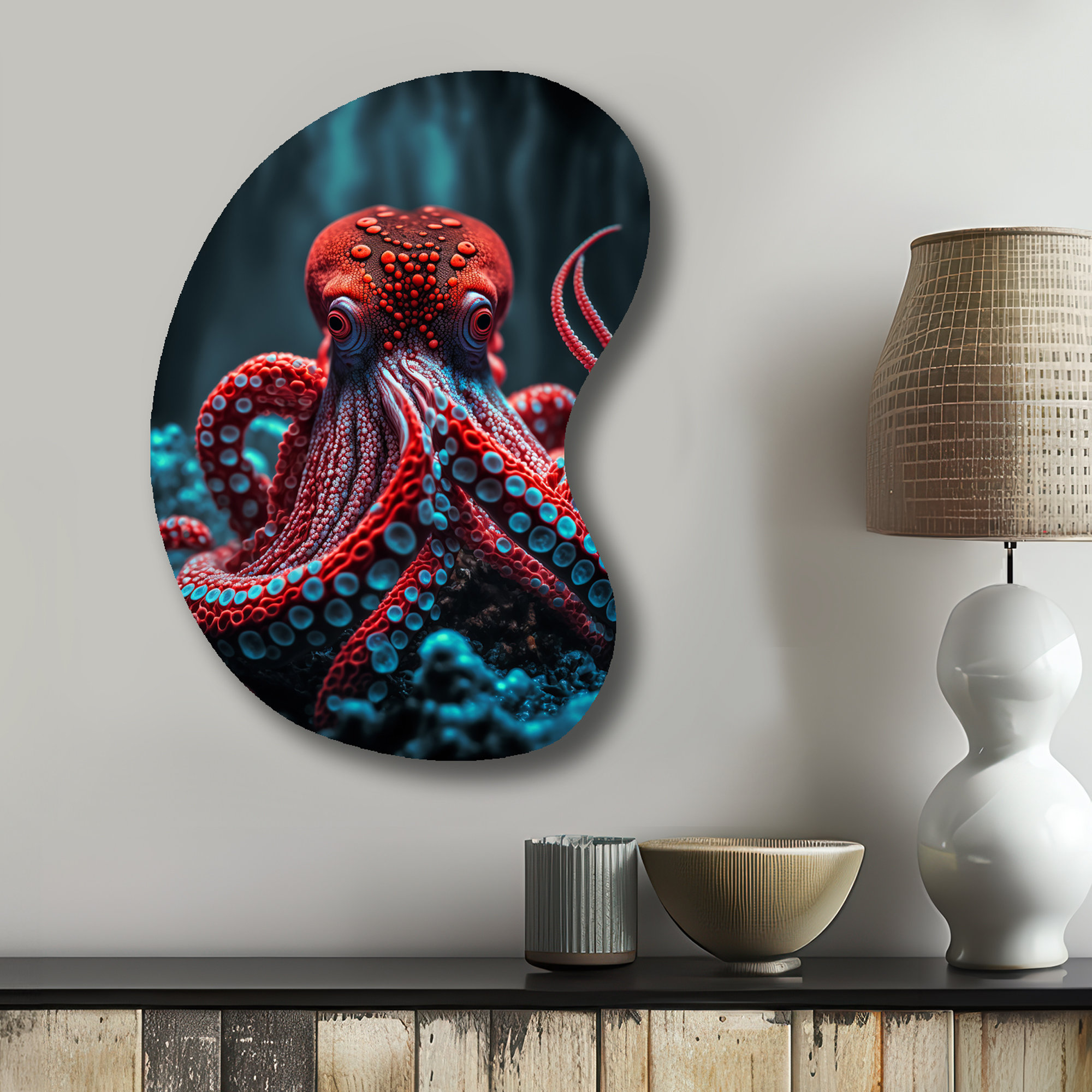 Beachcrest Home™ Red Octopus On The Ocean Floor IV - Animal Octopus ...