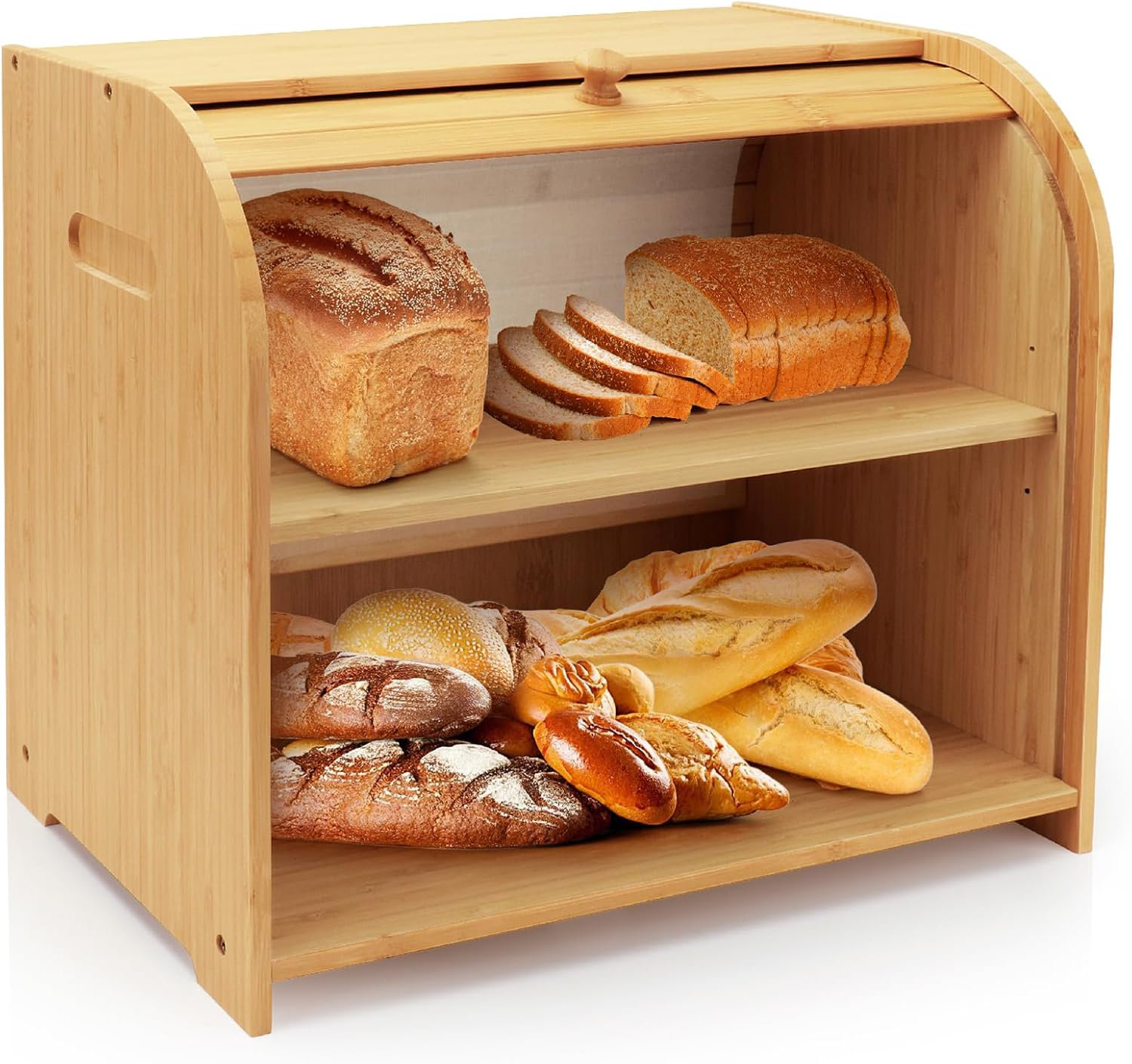 Corrigan Studio® Bread Box For Kitchen Countertop, Double Layer Bamboo ...