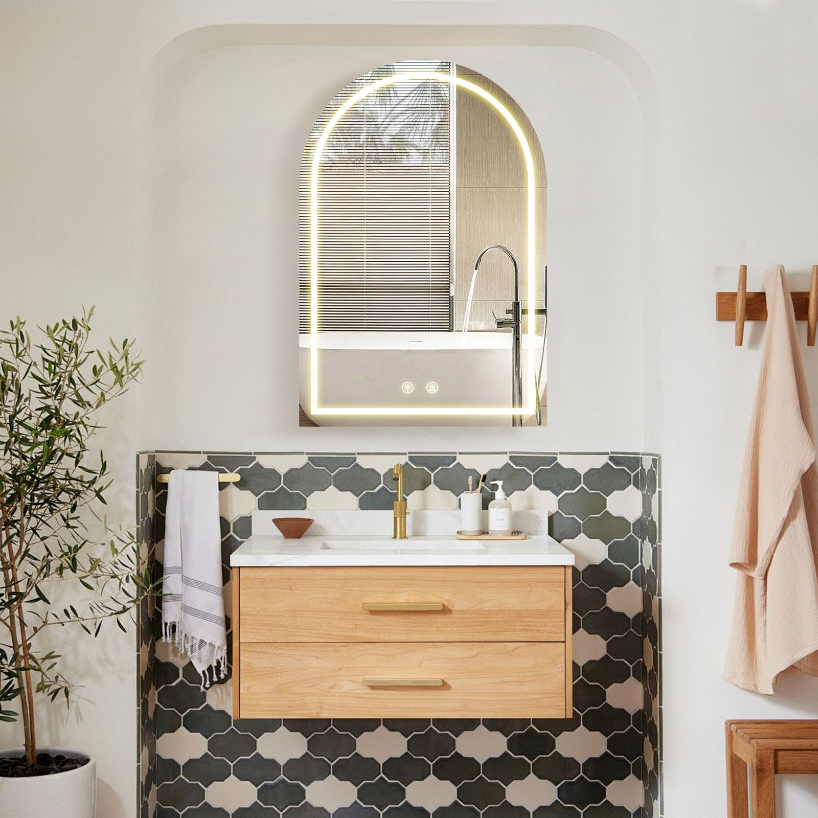 Ivy Bronx Hsa Metal Arch LED Wall Mirror & Reviews | Wayfair