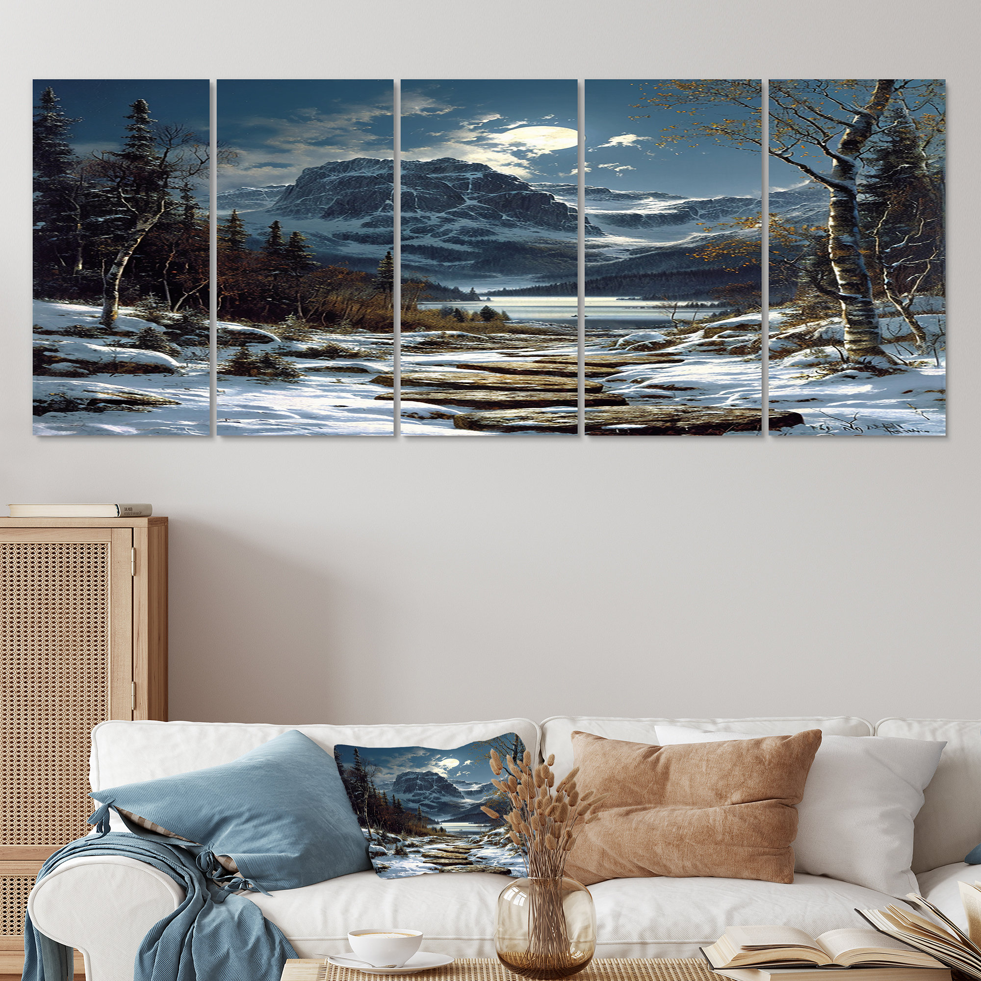 Millwood Pines Stone Path Through Winter Mountain Forest - Forest Wall ...