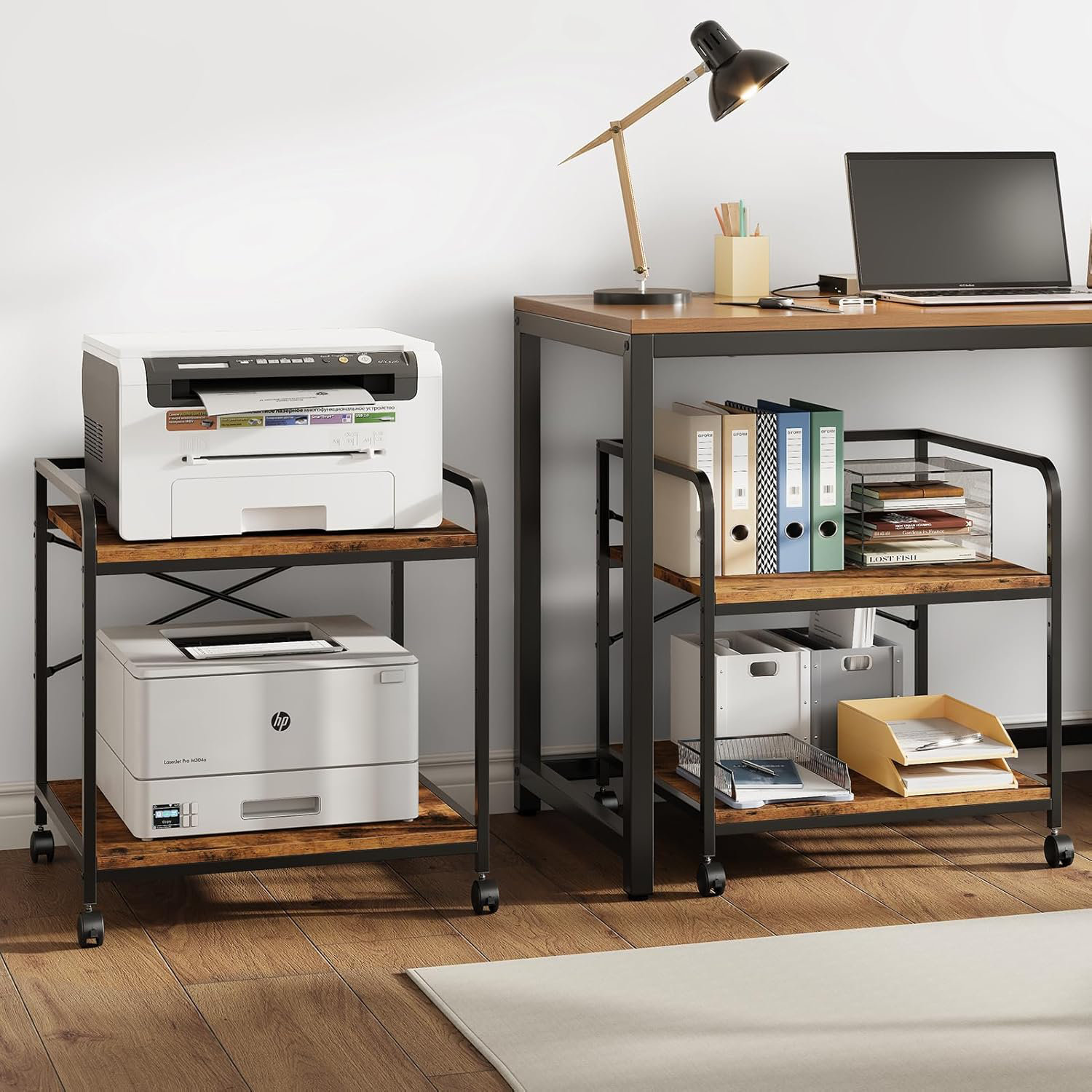 BY Family Under Desk Printer Stand With Adjustable Storage Shelf - 2 ...