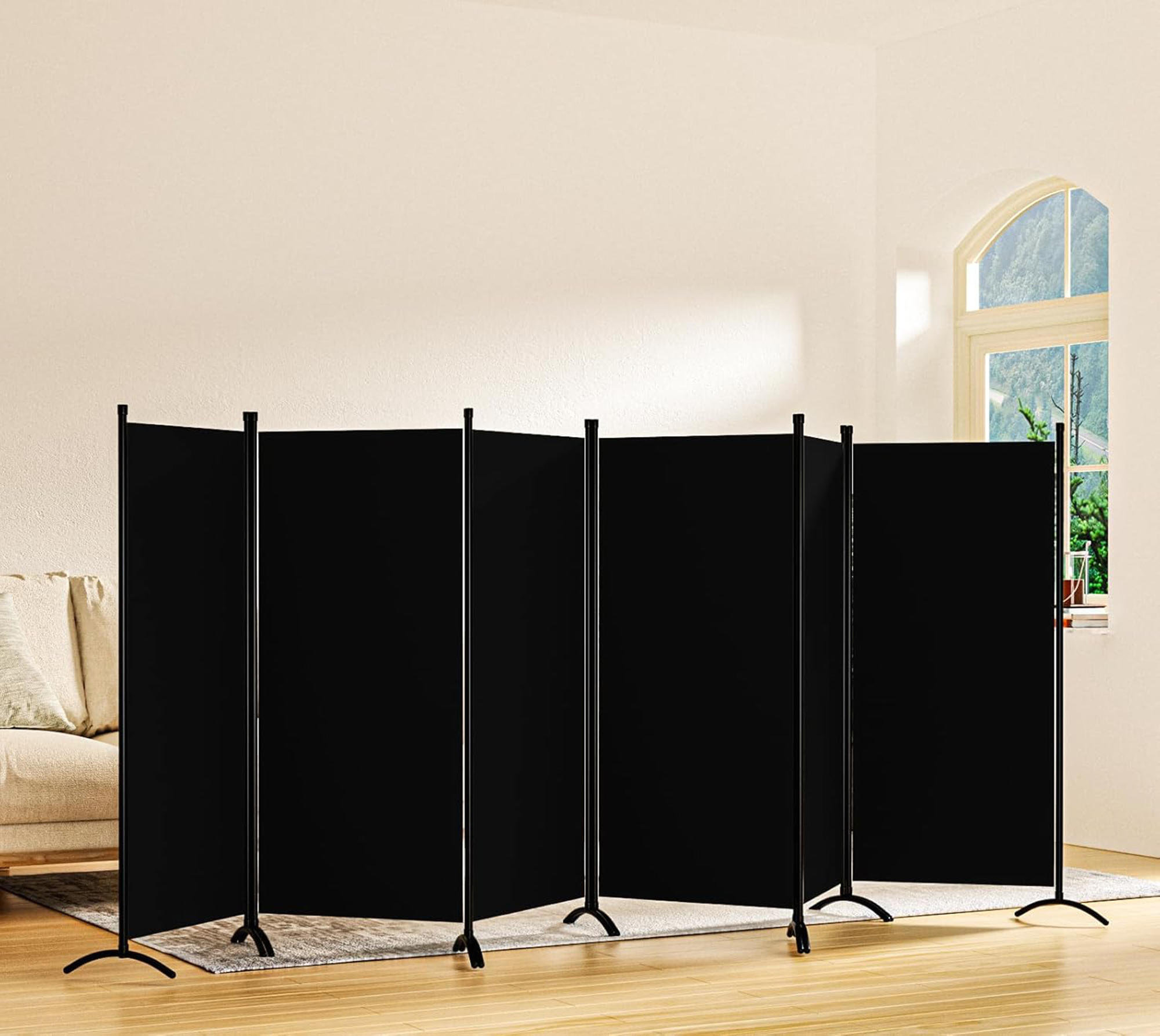 Symple Stuff 6 Panels Black Folding Room Divider - 6 Ft Privacy Screen ...