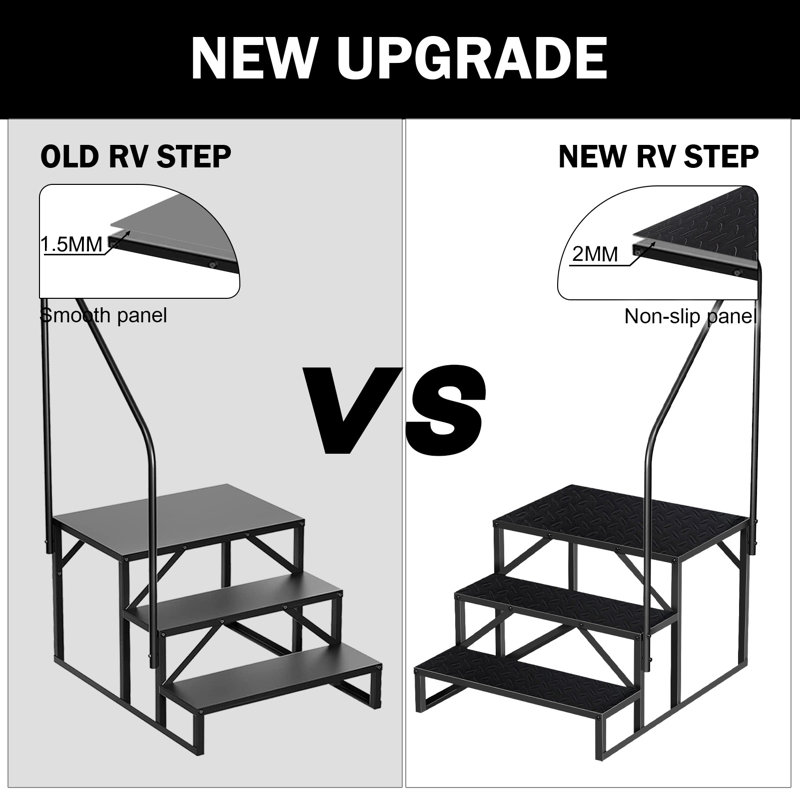 WFX Utility™ RV Steps with 1 Handrail，3 Steps Mobile Home Ladder | Wayfair