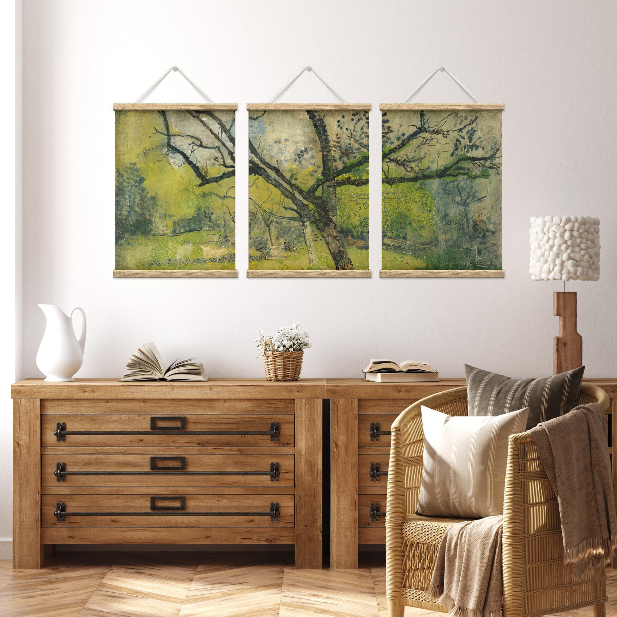 IDEA4WALL Expressionist Tree Studies Vibrant Wall Hanging Poster Wooden ...