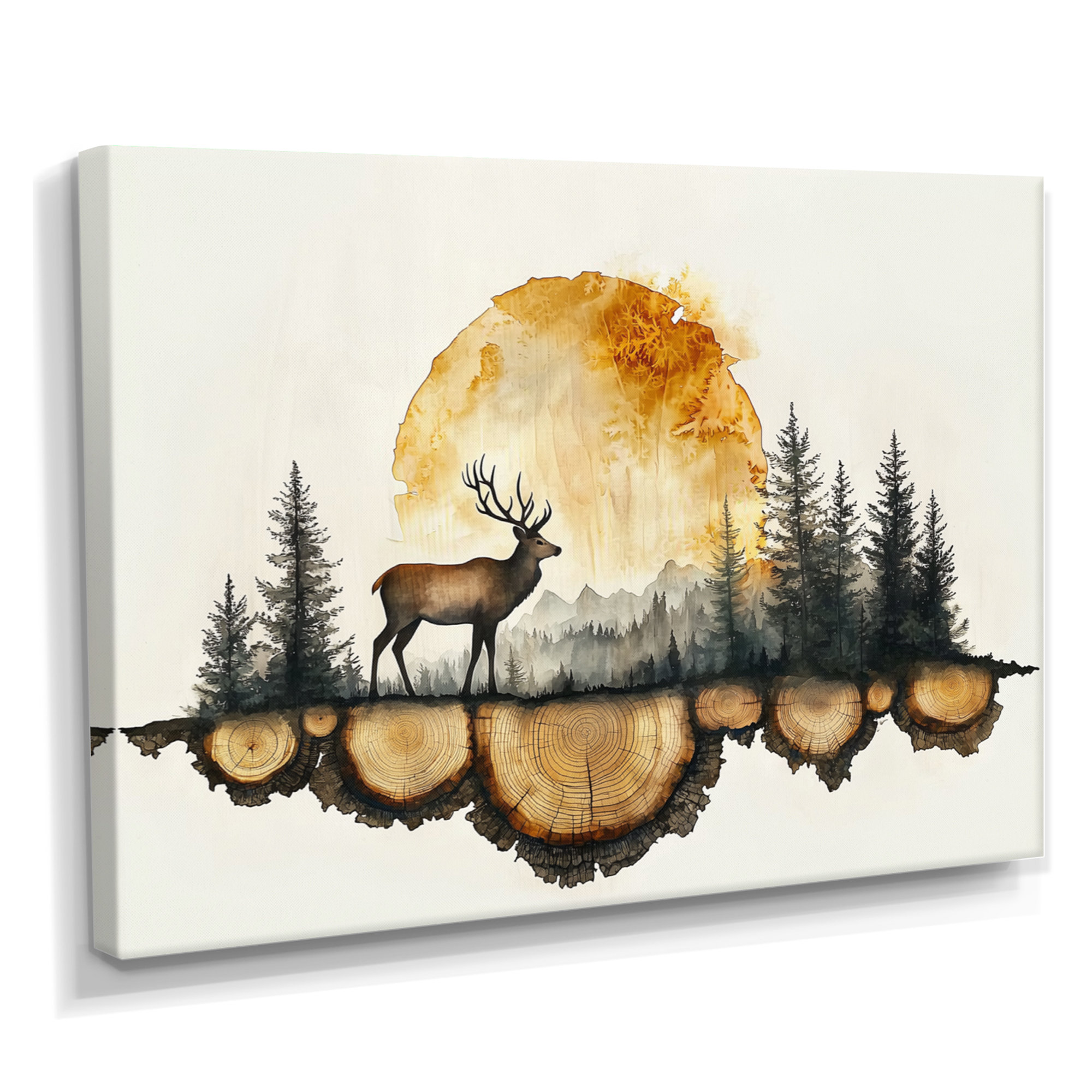 Millwood Pines Deer In Wooden Forest Landscape I - Deer Wall Art Decor ...