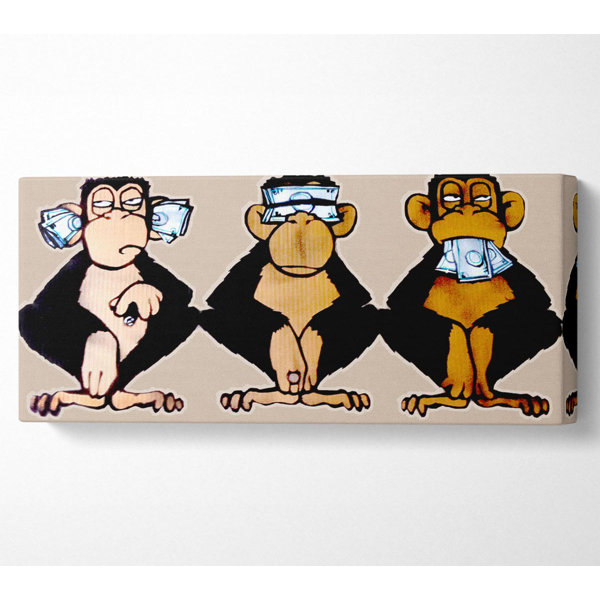Happy Larry Money Monkeys Wise - Wrapped Canvas Art Prints | Wayfair.co.uk
