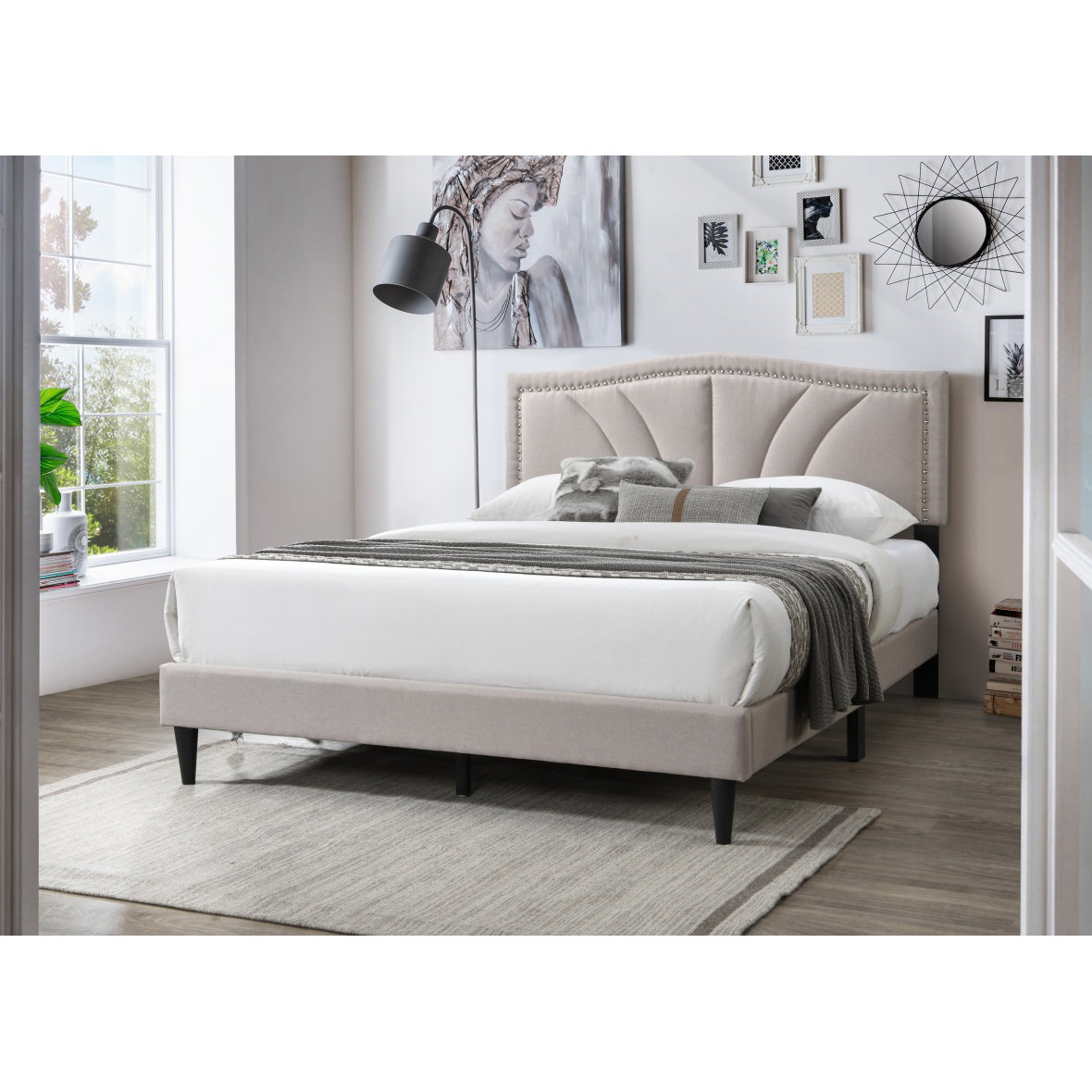 Latitude Run® Modern Vintage 1Pc Bed Burlap Fabric Nailhead Trim ...