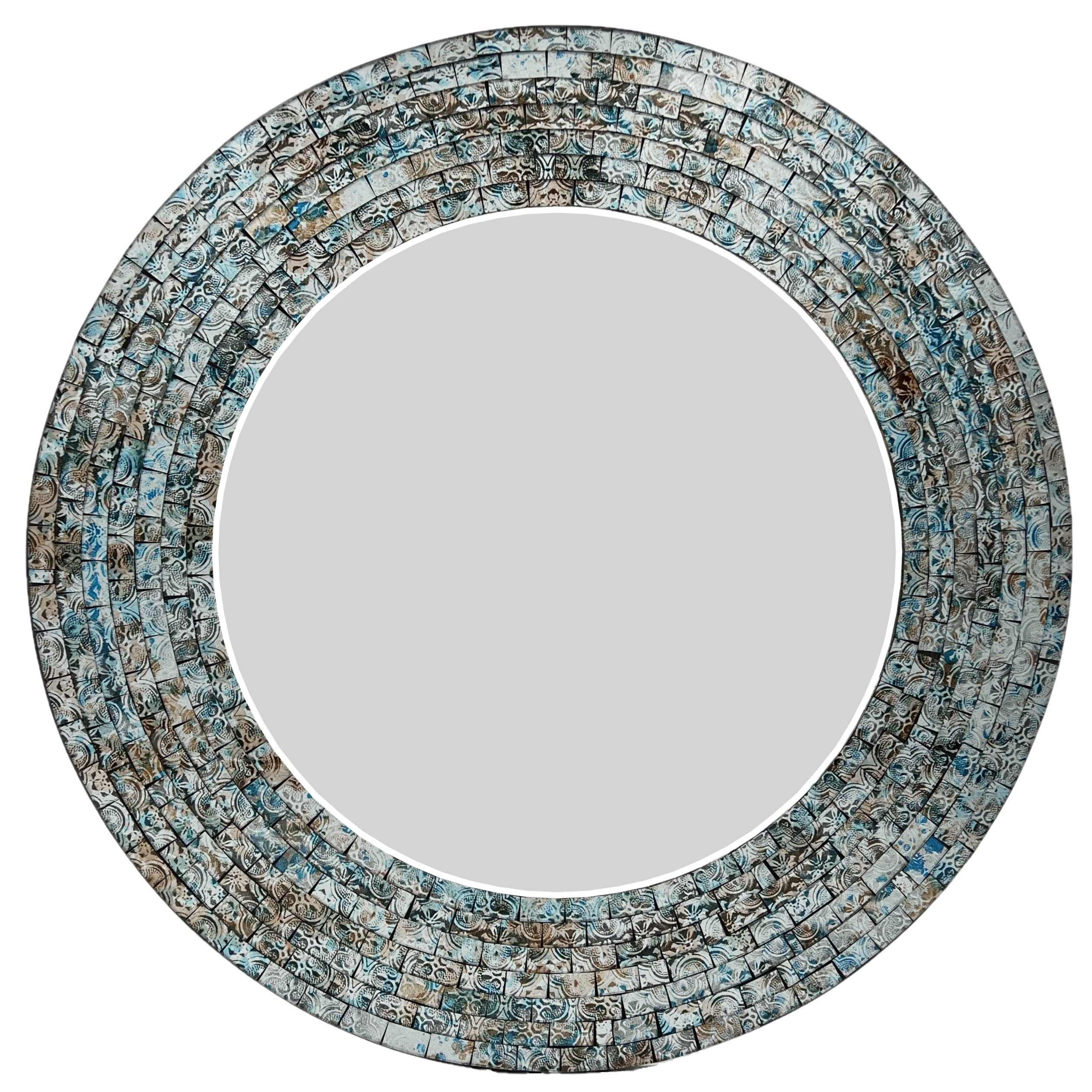 Canora Grey Darric Mosaic Mirror, Wall Art Décor – 24” Round ...