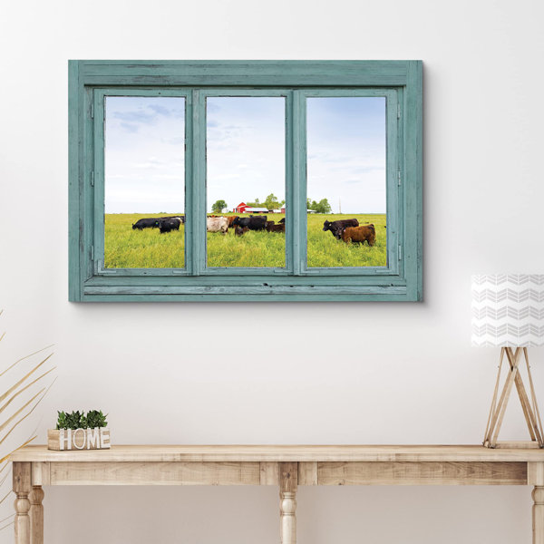 IDEA4WALL Wi Nature Scene " Window View Pastoral Cow Farm Landscape ...