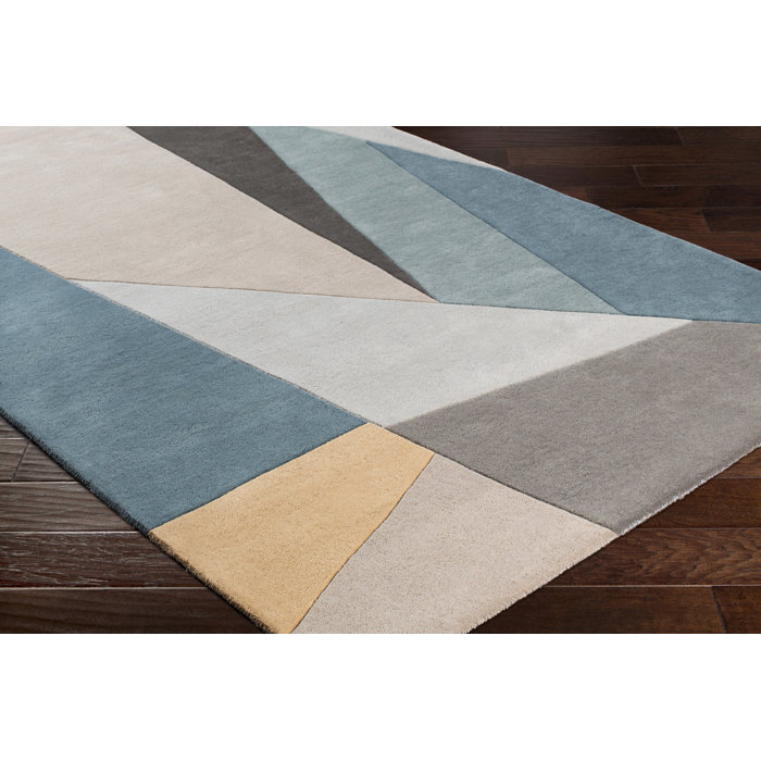 Corrigan Studio® Jahiem Handmade Tufted Wool Teal/Beige Rug & Reviews ...