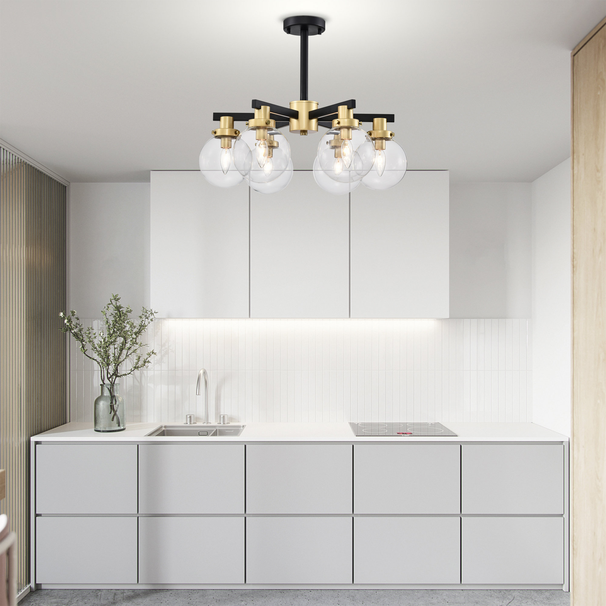 Mercer41 Hahnert 6 - Light Sputnik Modern Linear Chandelier | Wayfair