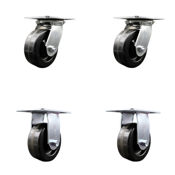 Service Caster 4 Piece Phenolic Caster Set with Ball Bearings 2 Swivel ...