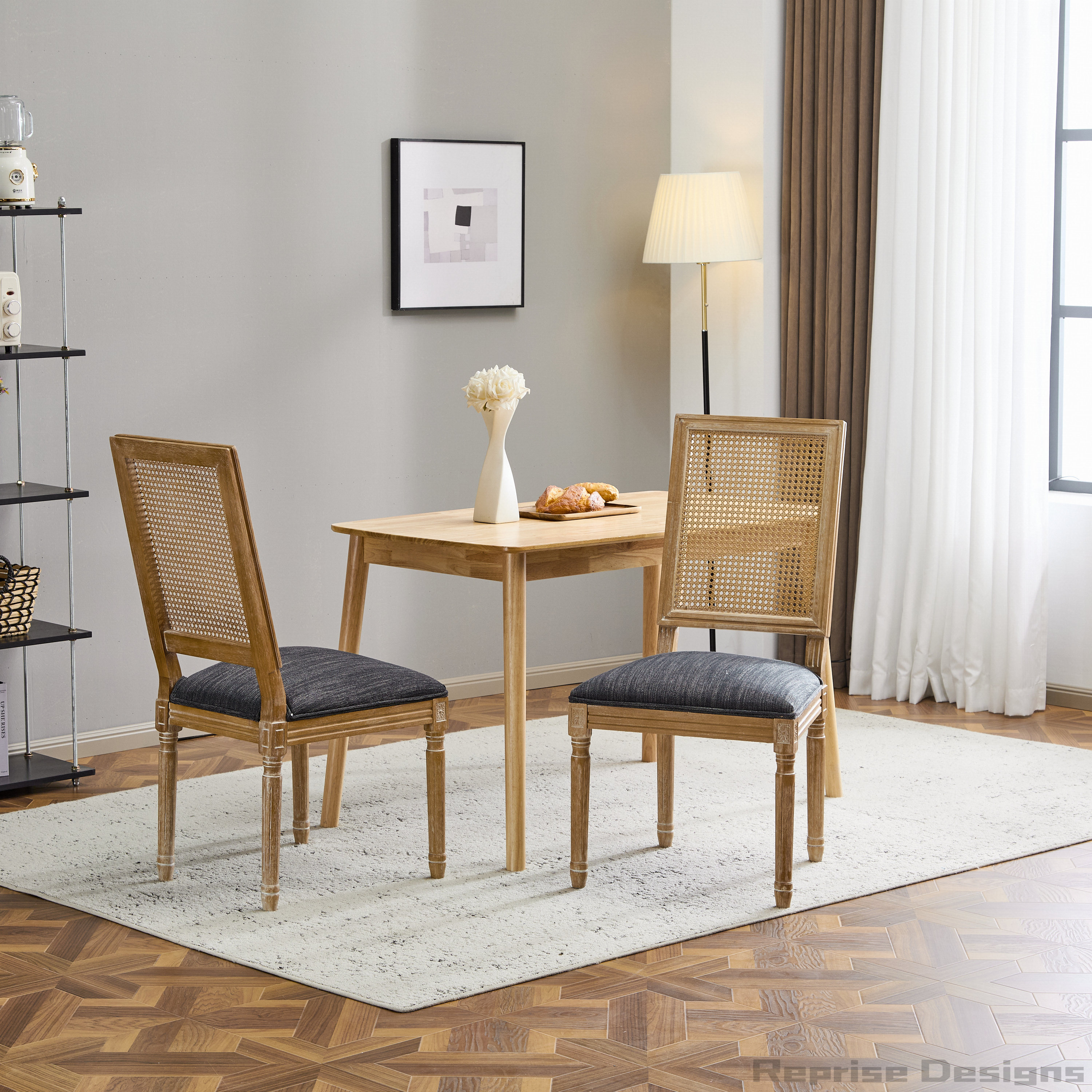 Reprise Designs French Country Upholstered Seats Dining Chairs with ...