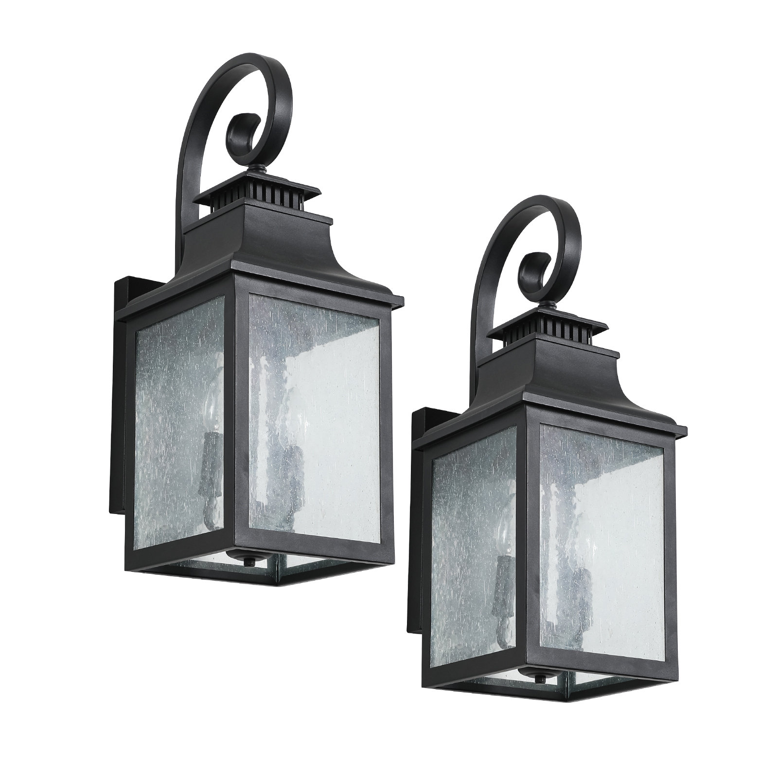 Aike Home Large Outdoor Wall Lamps With Glass(2pack) | Wayfair