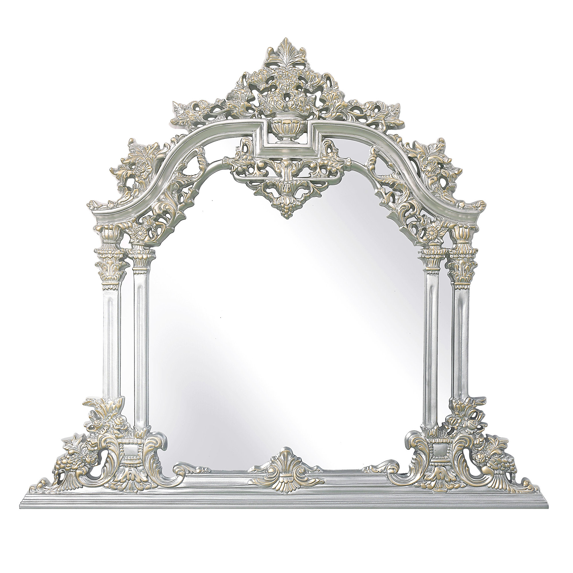 TYUNABRN Luxurious Antique Silver Mirror With Hand-Brushed Gold Accents ...