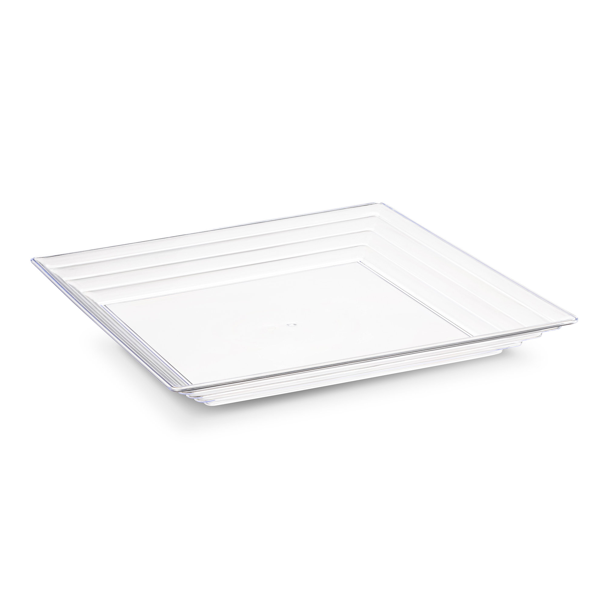 SmartyHadaParty 12" X 12" Disposable Plastic Serving Trays With Groove ...