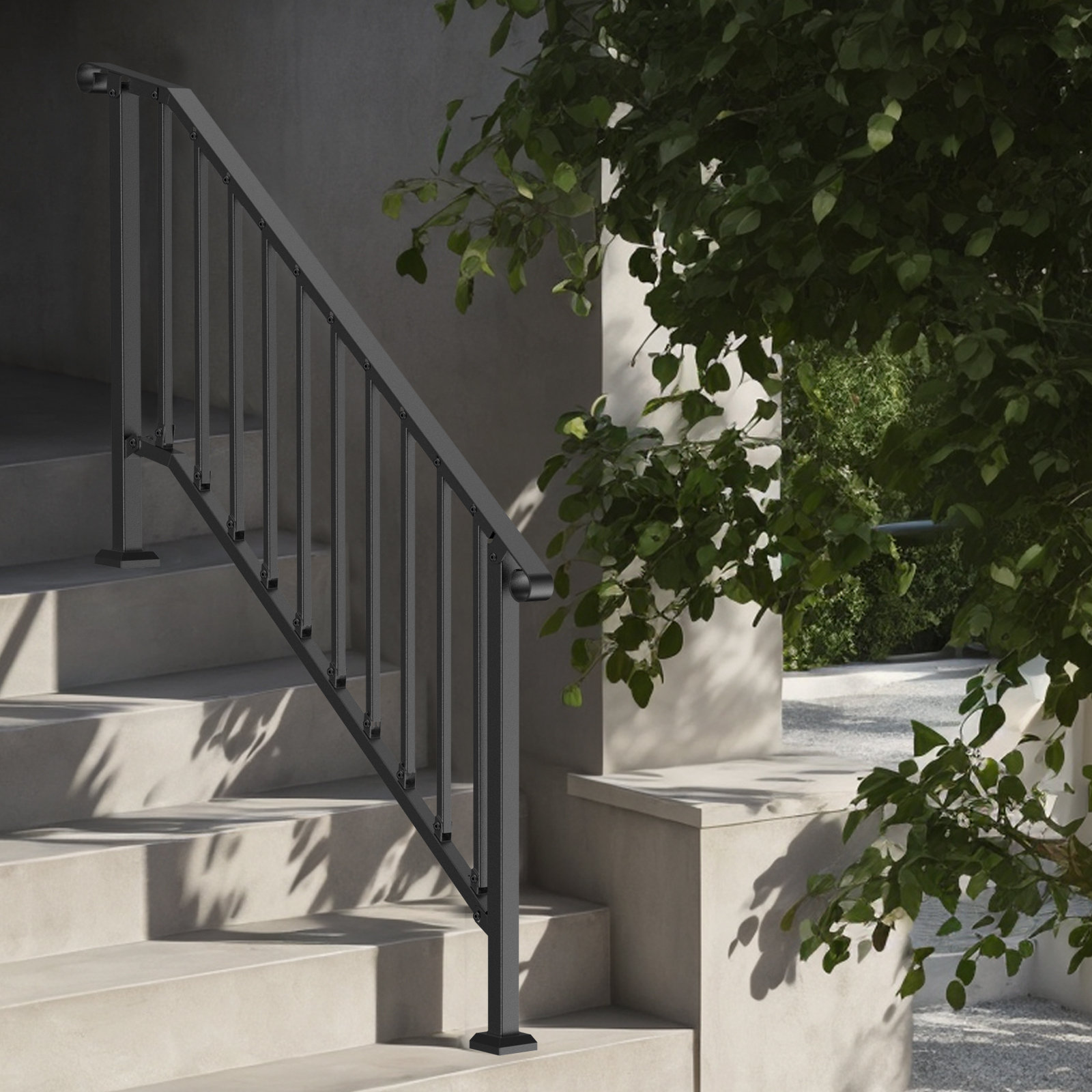 VEVOR 5-6 Step Handrails for Outdoor for Seniors Porch Deck Black Retro ...