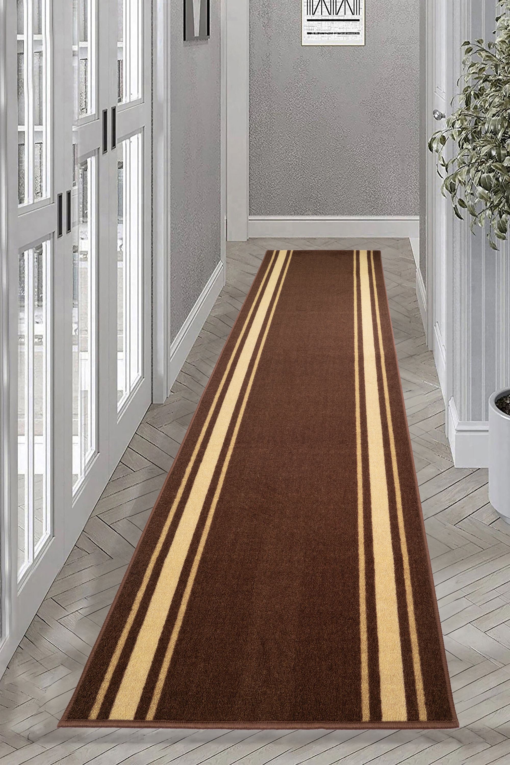 Gracie Oaks Solid Border Brown Low Pile Slip Resistant Rugs & Reviews ...