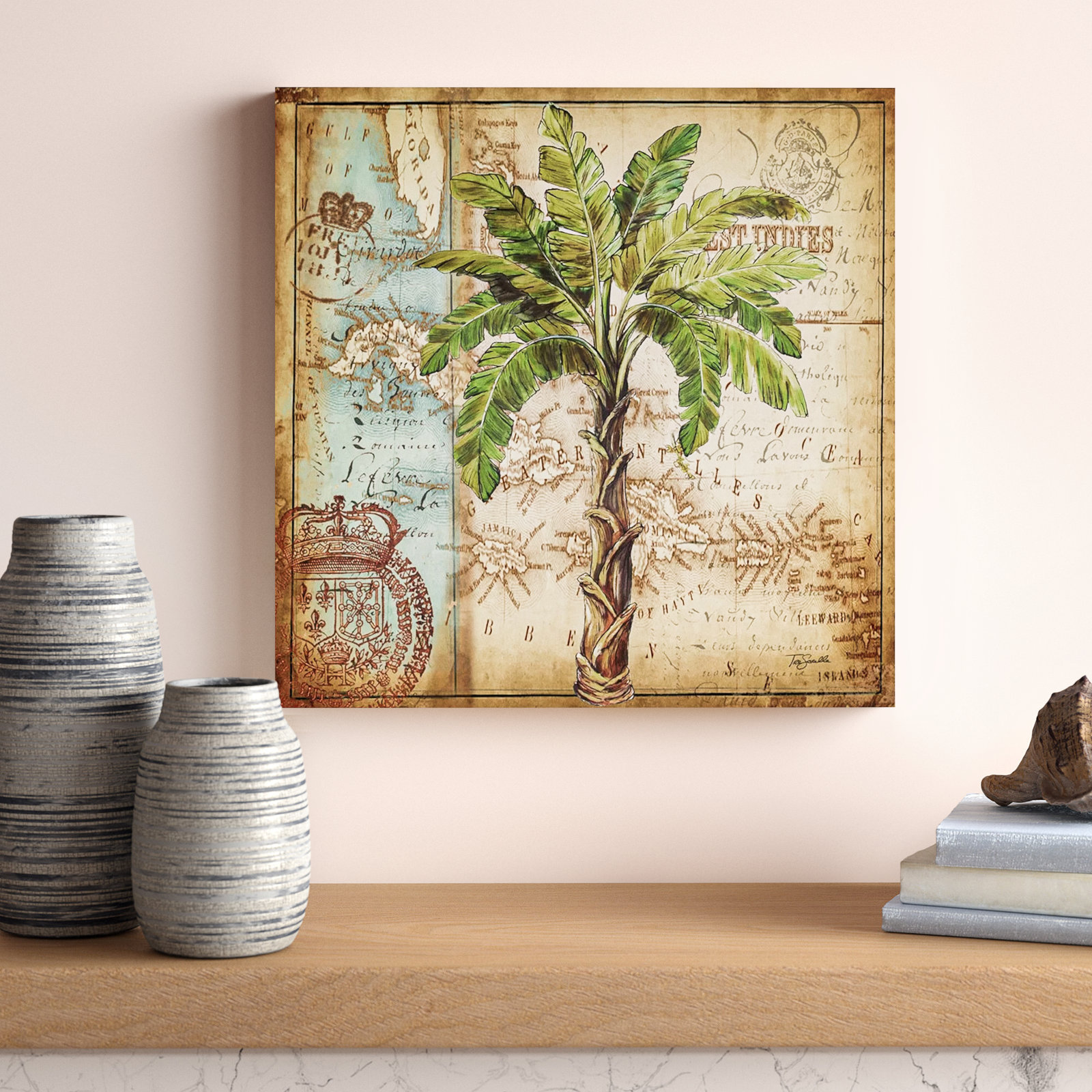 Beachcrest Home Sely Antique Palm Tree by Tre Sorelle Studios - Wrapped ...