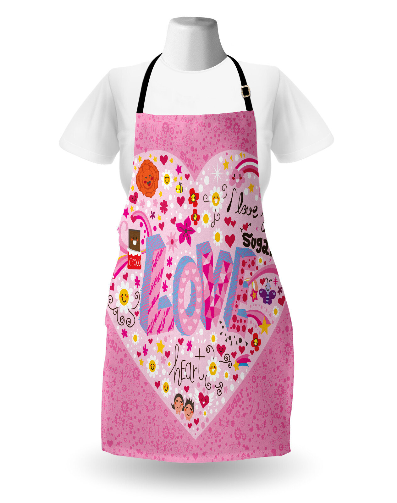 East Urban Home Love Apron Unisex, I Love You Sugar Heart, Adult Size ...