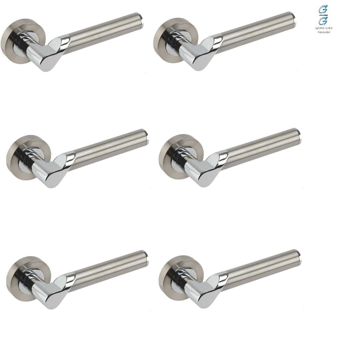 Ebern Designs 6 Pair Titan Design Interior Door Handle on Rose in Duo ...