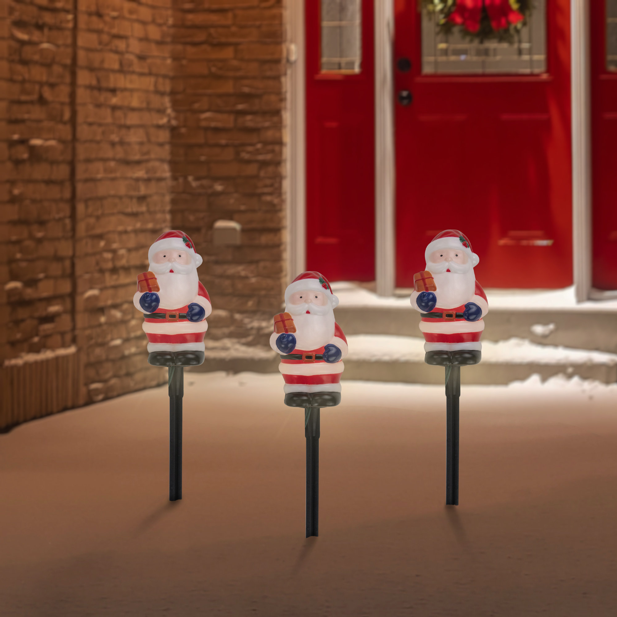 Northlight Seasonal Lighted Santa Claus Christmas Pathway Markers 16 ...