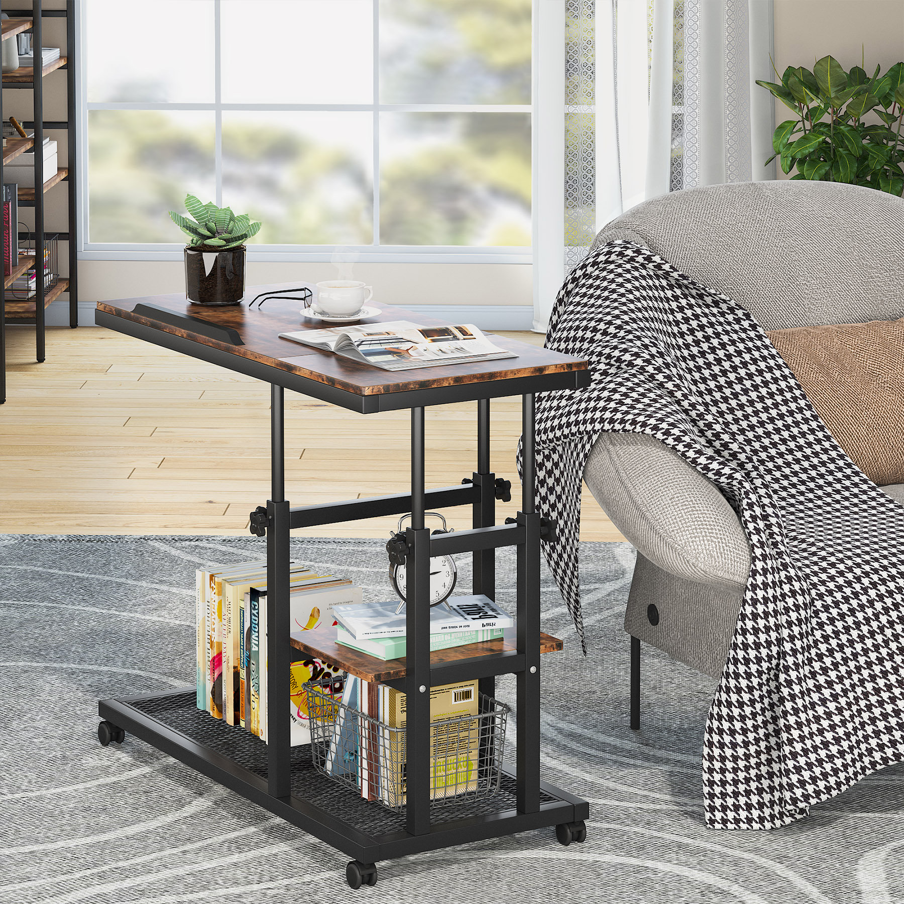 Williston Forge End Table Height Adjustable Snack Side Table Under Sofa ...