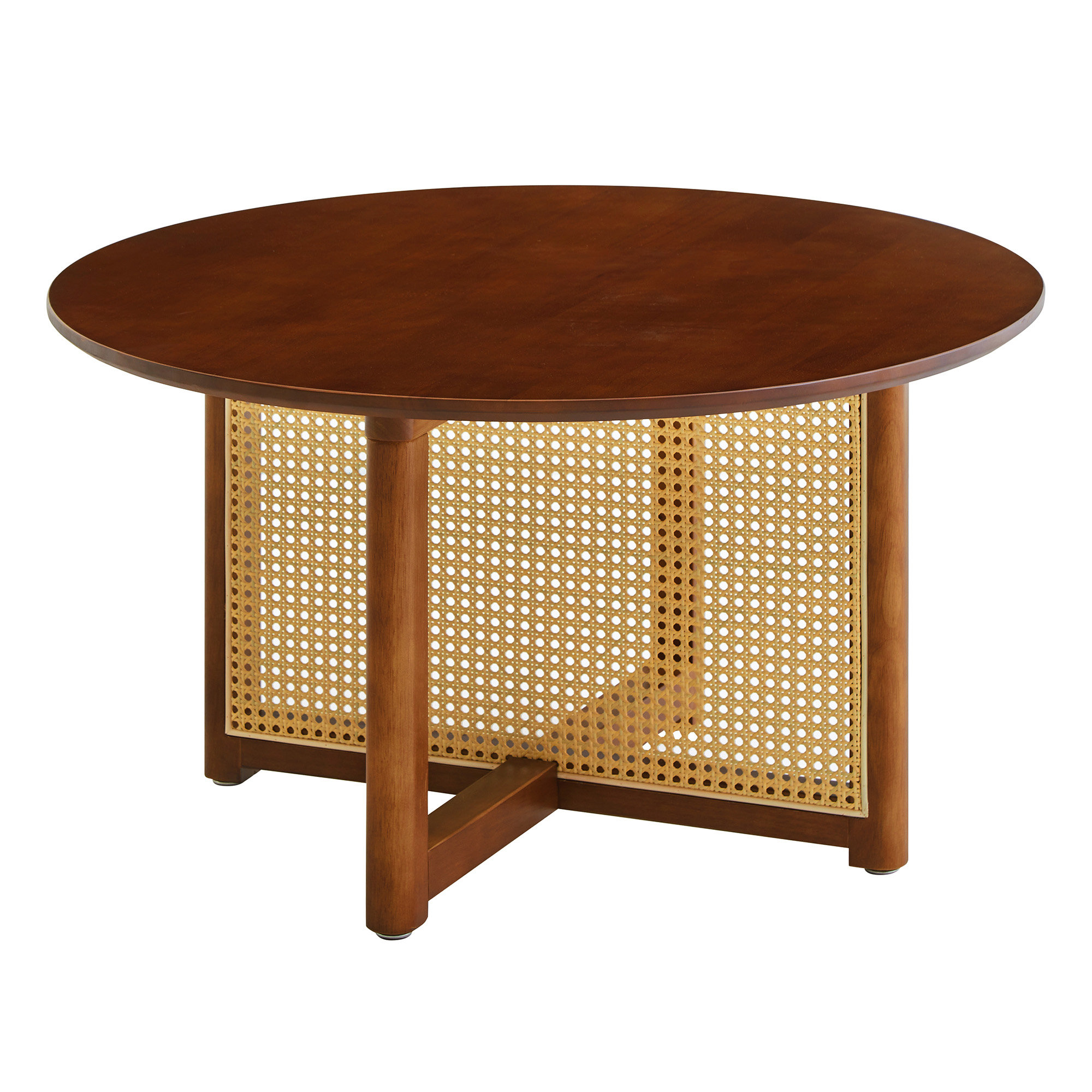 Bayou Breeze Mid-Century Wooden Coffee Table With Pe Cane Stand (Only ...